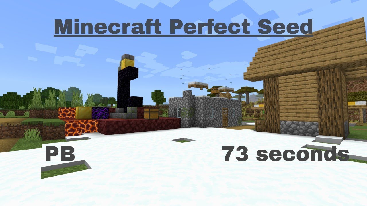 (PB) Minecraft Bedrock Perfect Seed Any% Glitchless in 73 seconds - YouTube