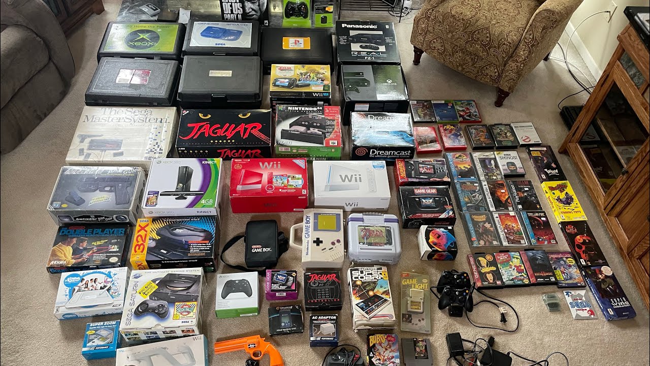 Huge video game lot of rare boxed consoles and blockbuster rental cases ...