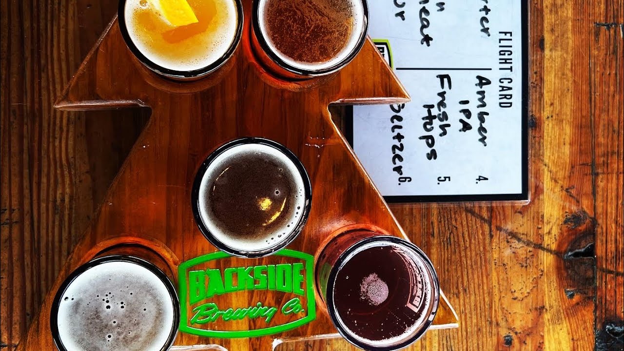 Beer Flight at Backside Brewing All of their new beers! - YouTube