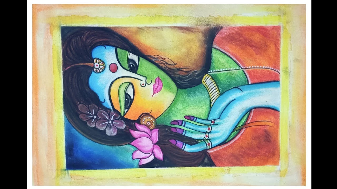 Radha Rani drawing with pencil/how to draw lady with lotus/pencil ...