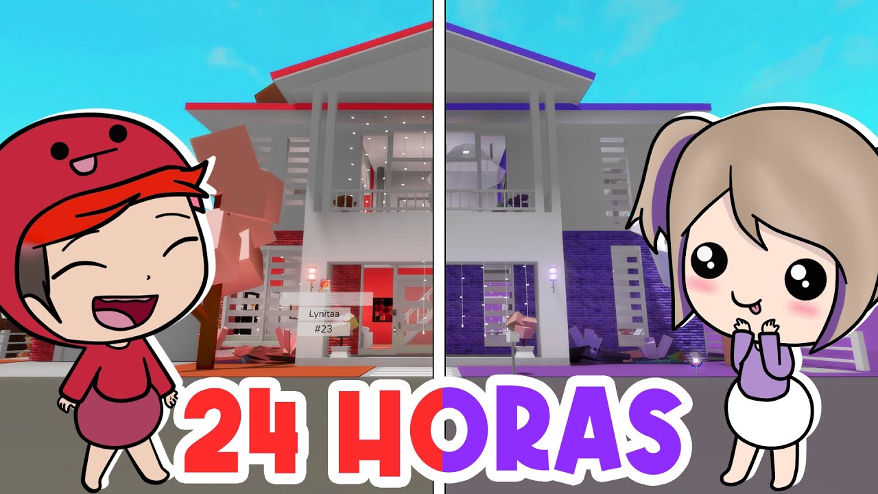 24 horas De un Solo Color en Brookhaven Roblox (Rojo vs Violeta ) Lyna ...