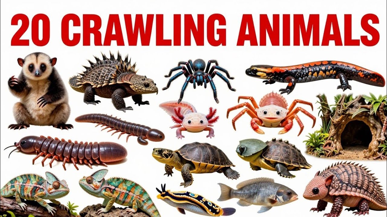 20 रेंगने वाले दुर्लभ जानवरों के नाम | 20 Rare Crawling Animals | Learn ...