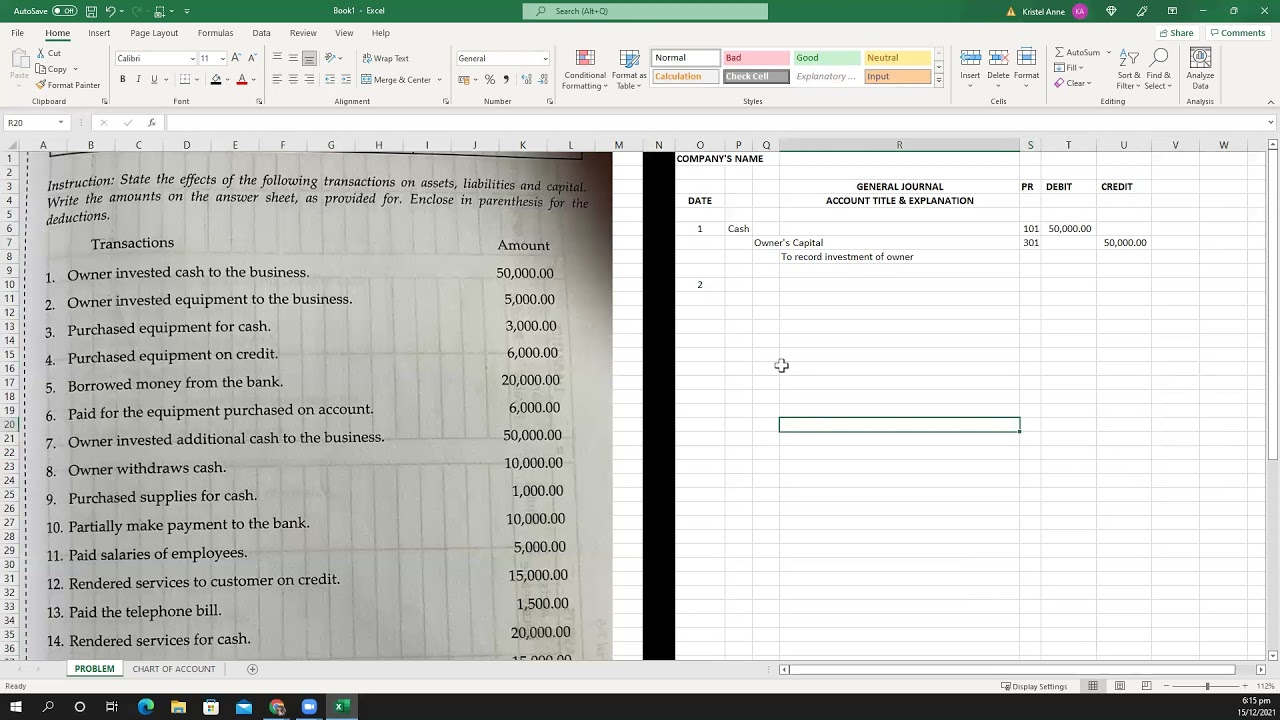 FSSC FABM 1 Journal Entries, General Ledger and Trial Balance - YouTube