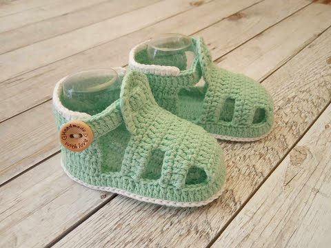 МК детские пинетки сандалики / baby booties crochet