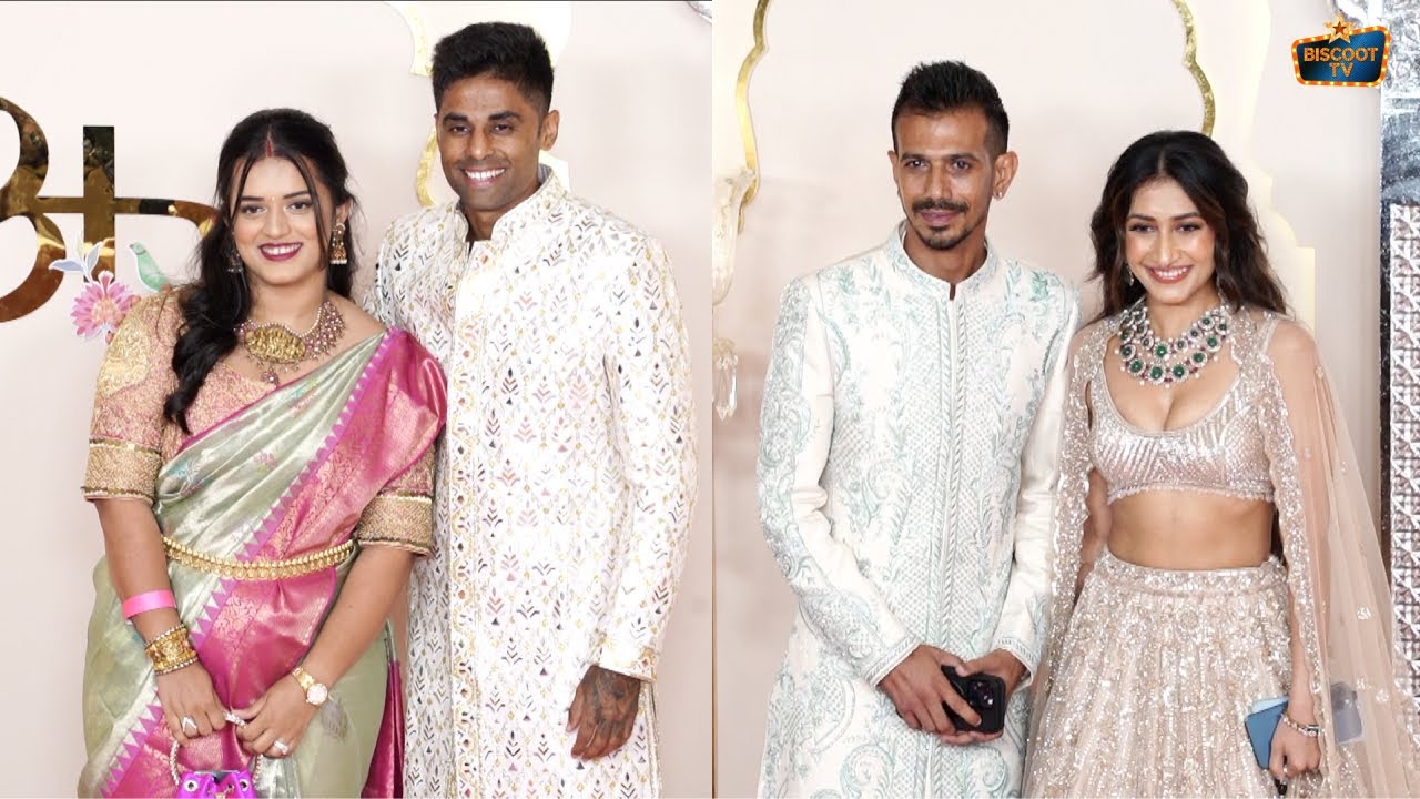 Surya Kumar Yadav With Wife & Yuzi Chehl With Wife | Of Anant Ambani ...