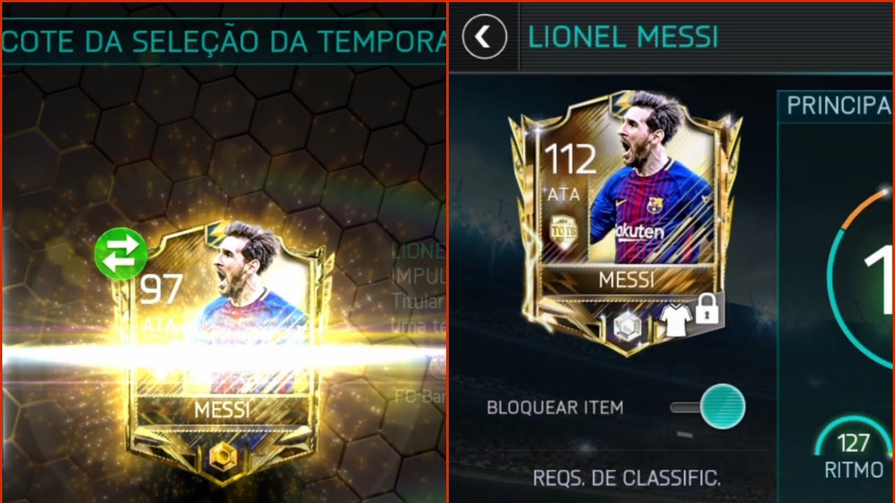 FIFA MOBILE - PEGUEI A LENDA LIONEL MESSI 97+ ULTIMATE TOTS E JÁ TÁ 112 ...