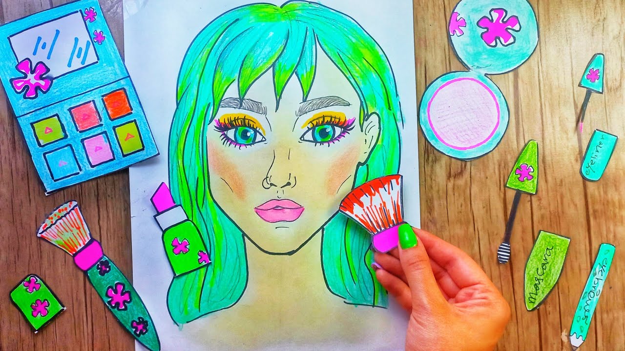 💚[PAPERDIY]💚 Makeup tutorial with green paper cosmetics 💄 💚 - YouTube