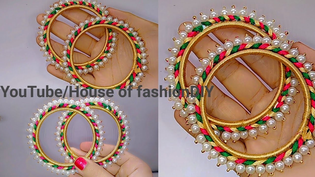 How To Make Silk Thread Bangles At Home//Pearl Bangles..! - YouTube