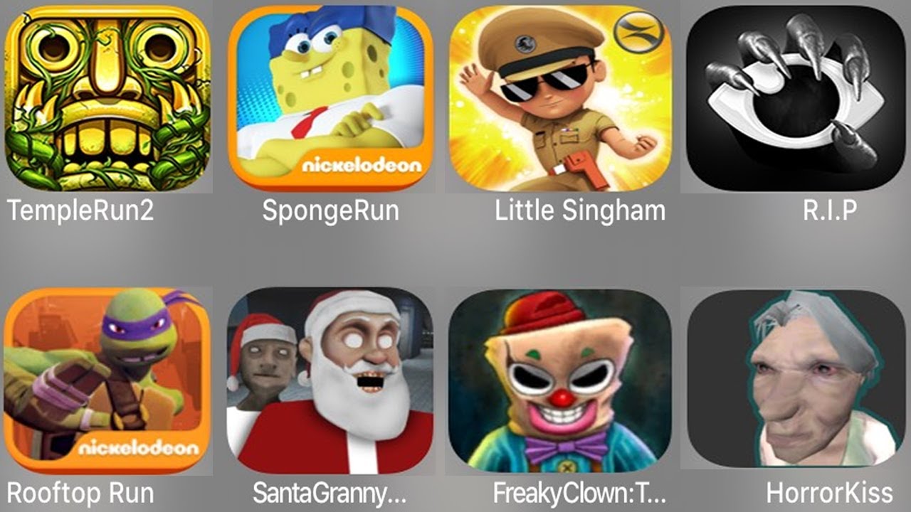 Temple Run 2,SpongeBob Run,Little Singham,R.I.P,Rooftop Run,Santa ...