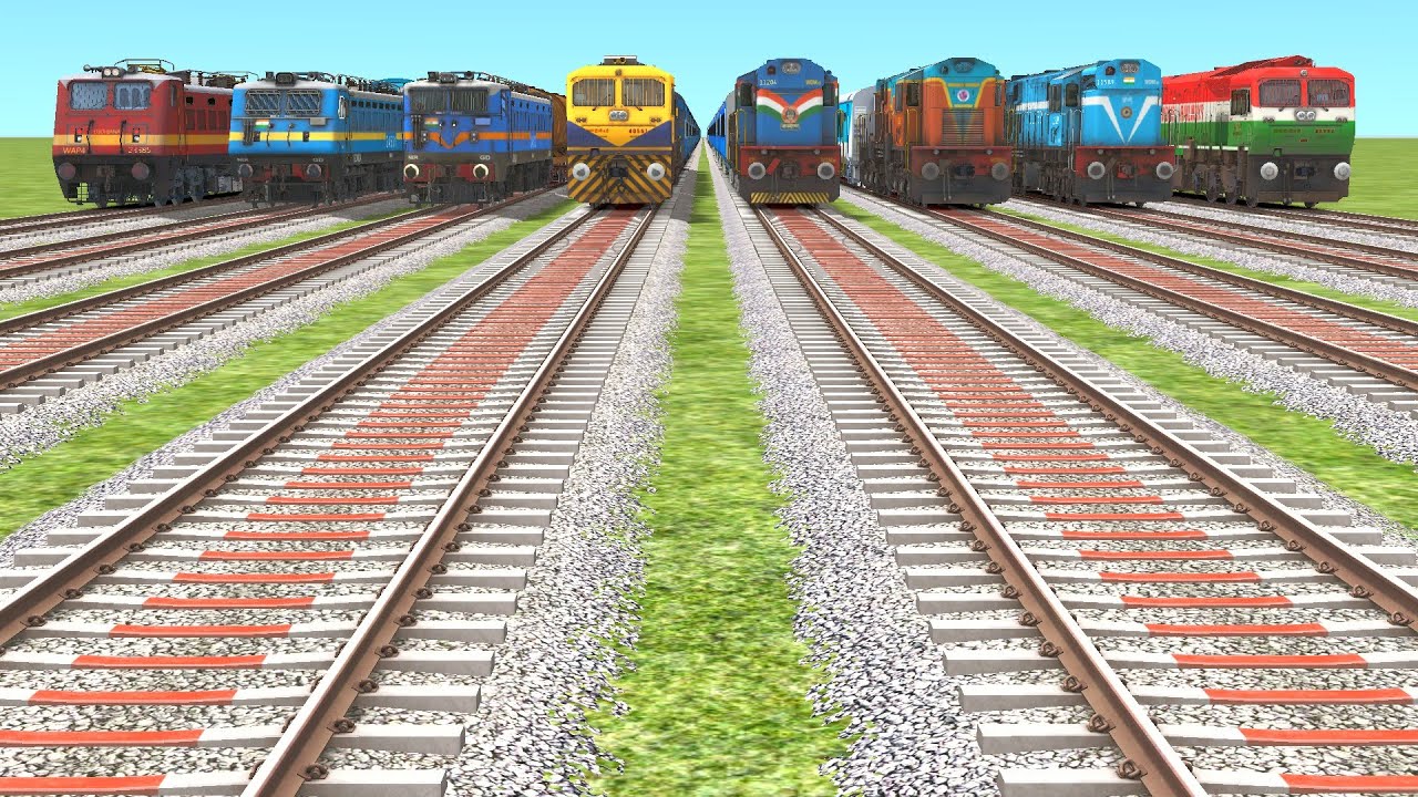 EIGHT INDIAN TRAINS CROSSING ON BRANCHED BUMPY RAILWAY TRACKS | INDIAN ...