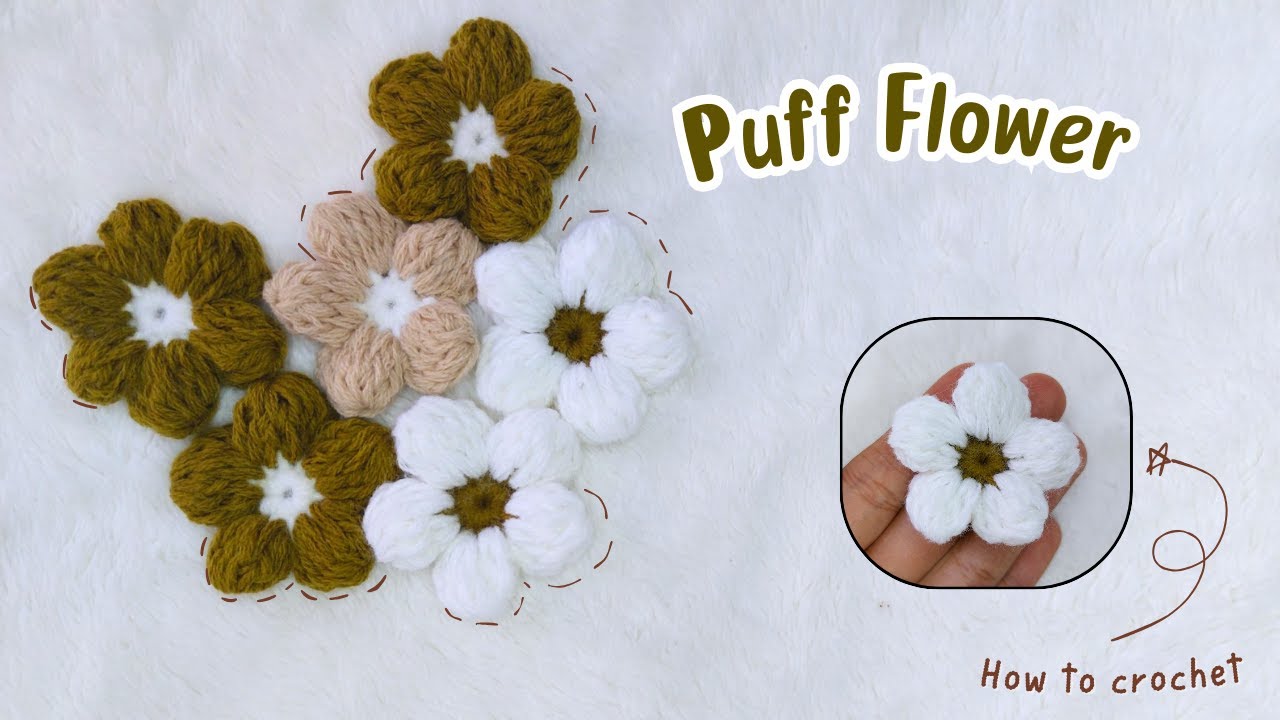 Crochet Puff Flowers How to | simple pattern tutorial for beginners ...