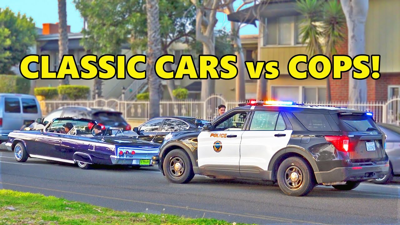 Lowriders vs Police! Long Beach California Classic Car Cruise - YouTube