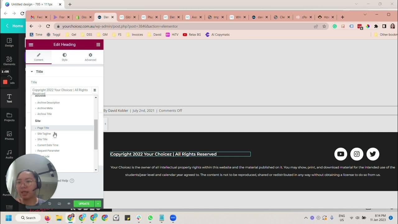 How to add current year automatically in Elementor - WordPress - YouTube