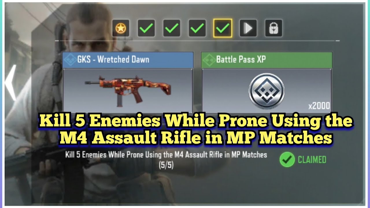 Call Of Duty Mobile Kill 5 Enemies While Prone Using the M4 Assault ...