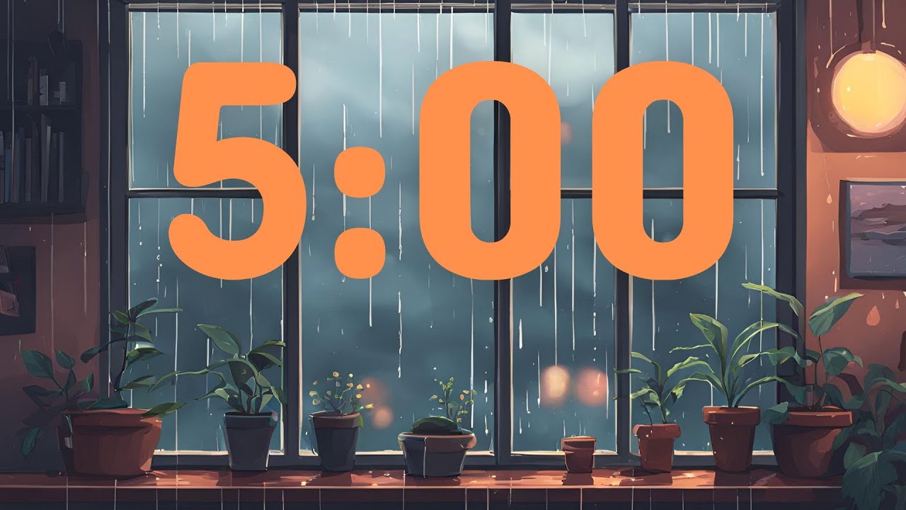 5-Minute Lofi Timer with Rainy Window & Calming Plants 🌧️🌿 | Relax and ...