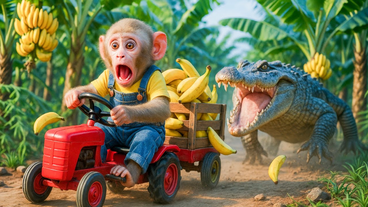 Monkey Rescues the Banana Farm from a Giant Crocodile! - Monkey Farm ...