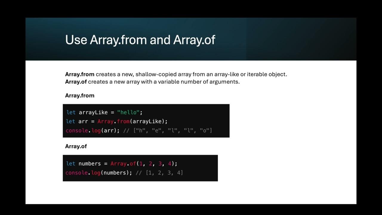 JavaScript Tip: Use Array.from and Array.of - YouTube