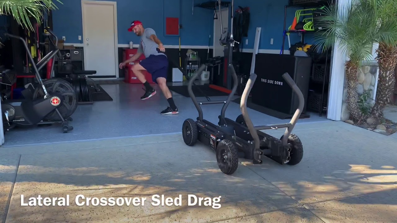 Lateral Crossover Sled Drag with Handles - YouTube