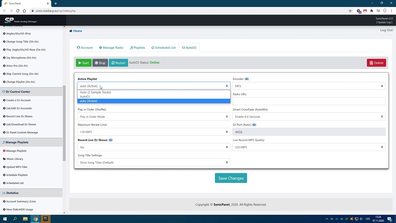 Sonic Panel for playing music and starting Auto DJ - YouTube