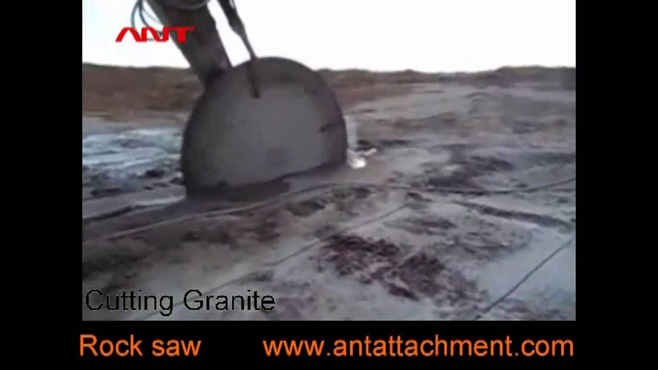 ANT Diamond Rock Saw cutting granite in quarry--Volvo - YouTube
