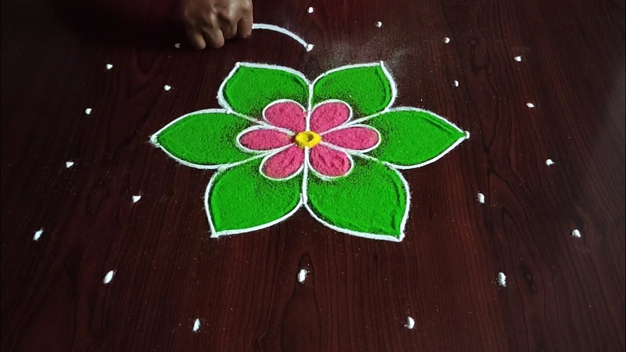 Day 9 navaratri special rangoli (7×4) Dot's.... - YouTube