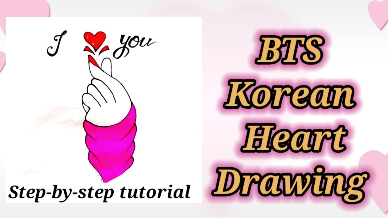 How to draw Tumblr Korean Heart|| BTS Heart Hand drawing||Easy drawing ...