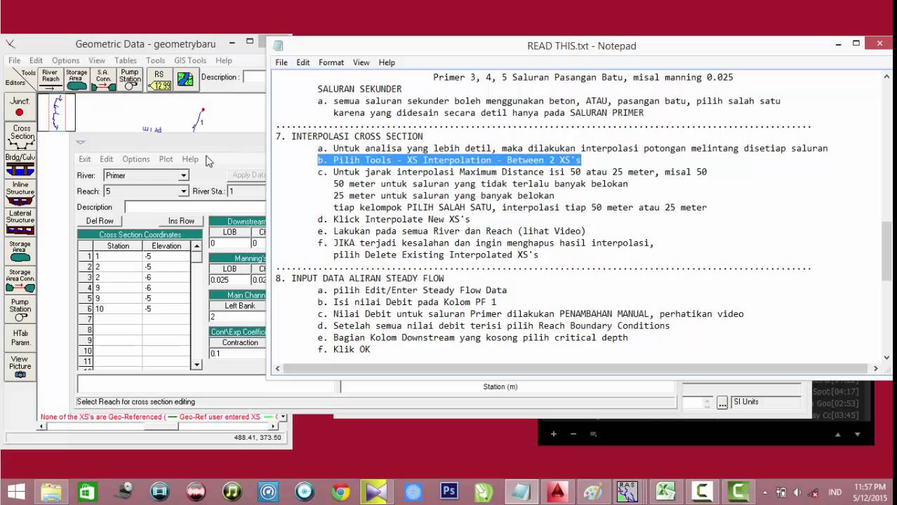 HEC RAS Tutorial Steady Flow Simulation - YouTube
