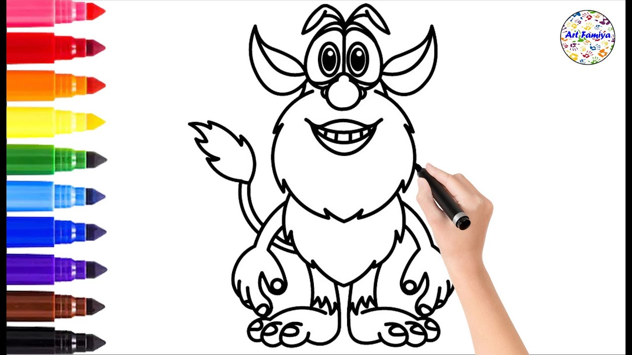 Sketch and Coloring Booba Drawing Easy | Step by Step Booba Drawing ...