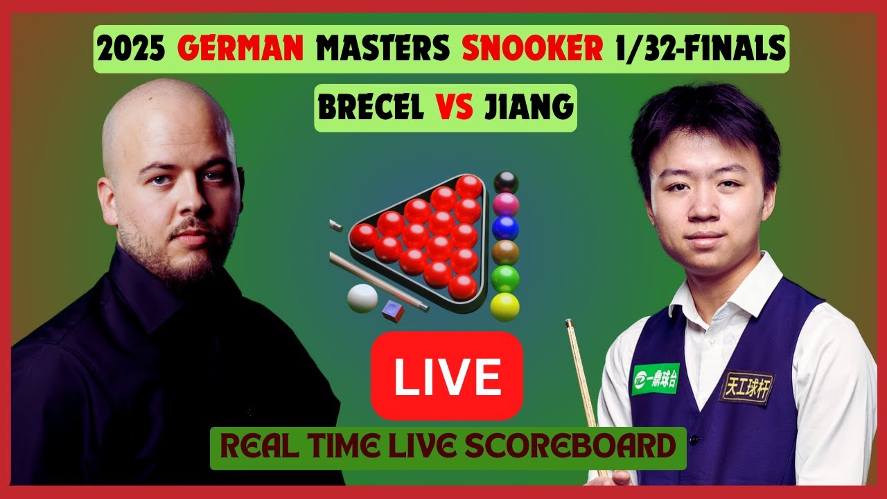 Luca Brecel Vs Jun Jiang LIVE Score UPDATE 2025 German Masters Snooker ...