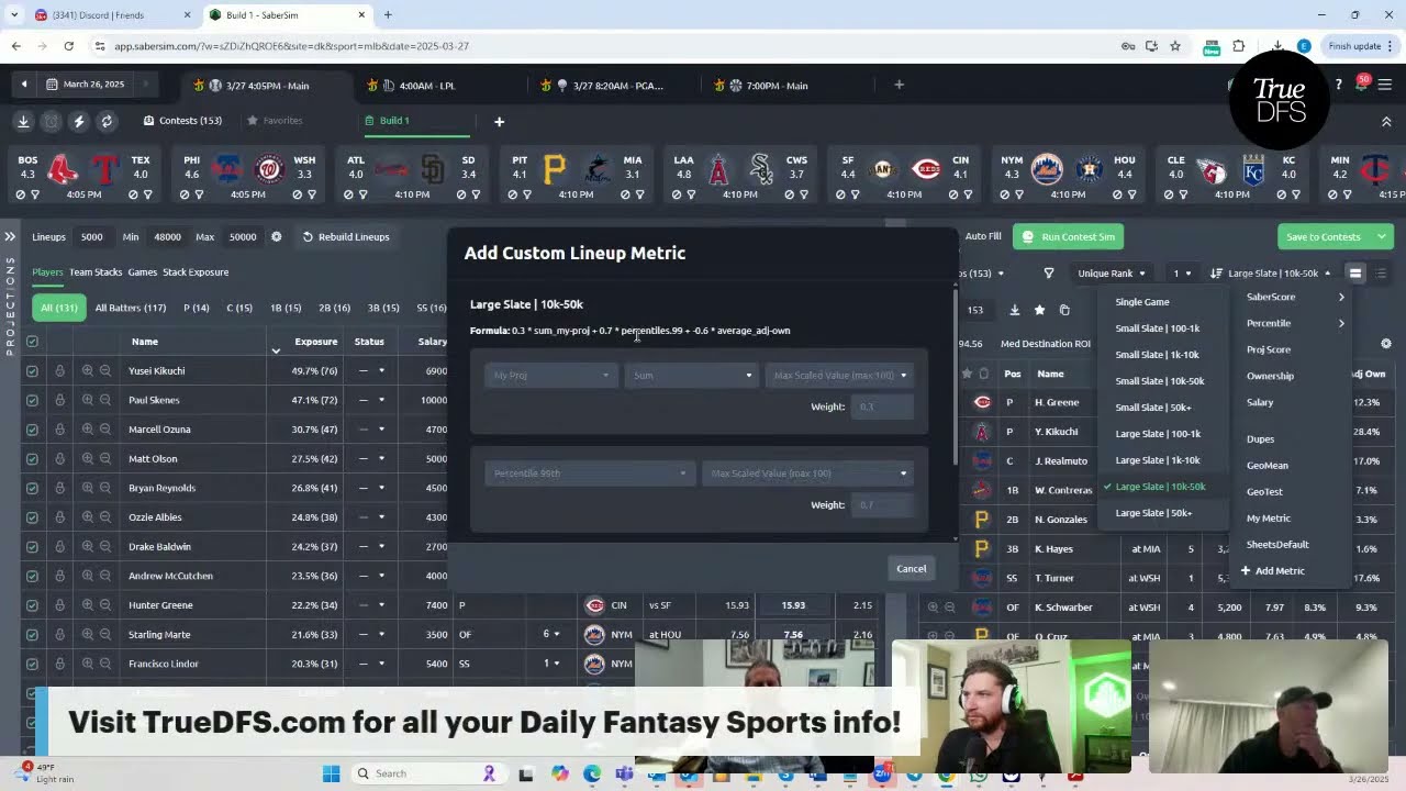 How to best Use TrueDFS/Sabersim for MLB - YouTube