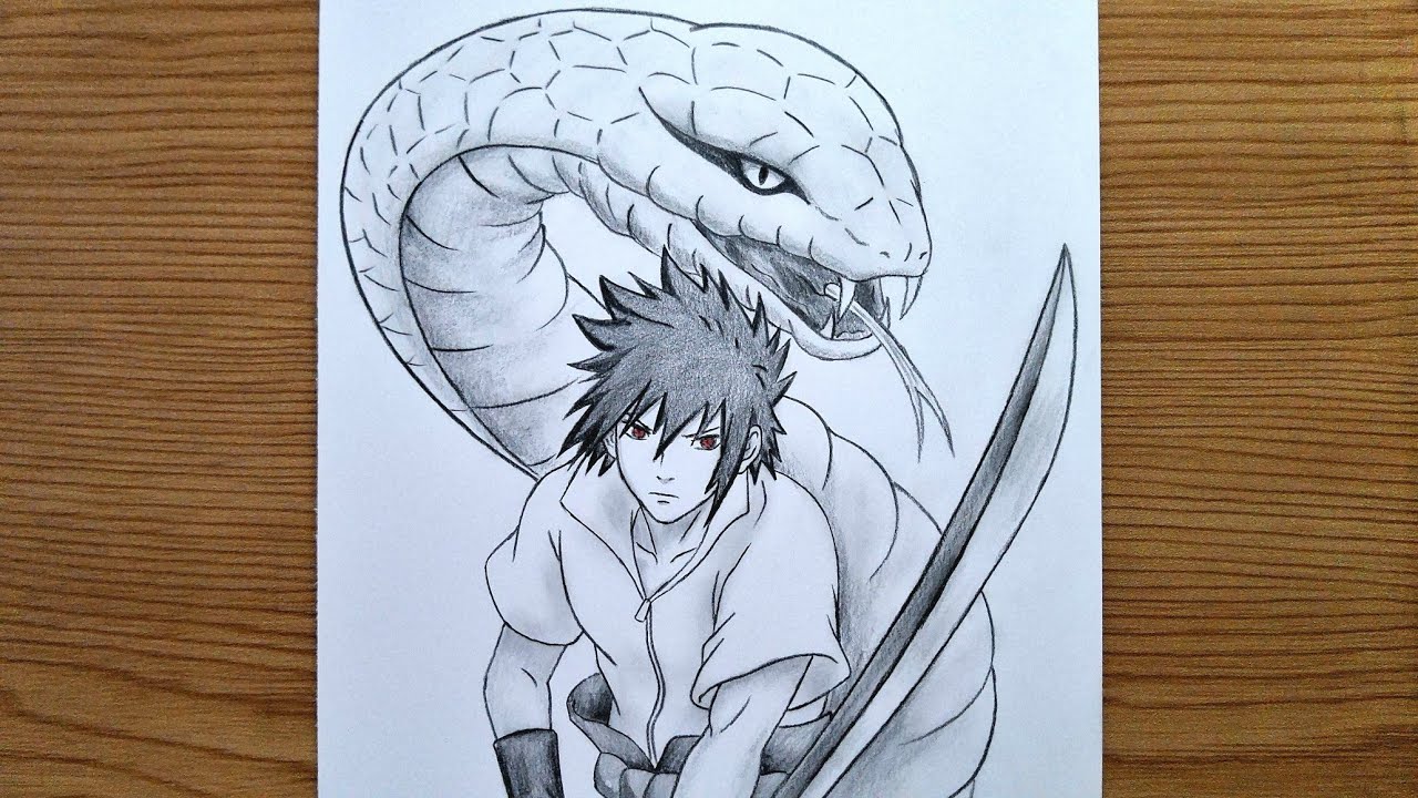 How To Draw Sasuke With Manda || Intense Pencil Drawing Anime Art - YouTube