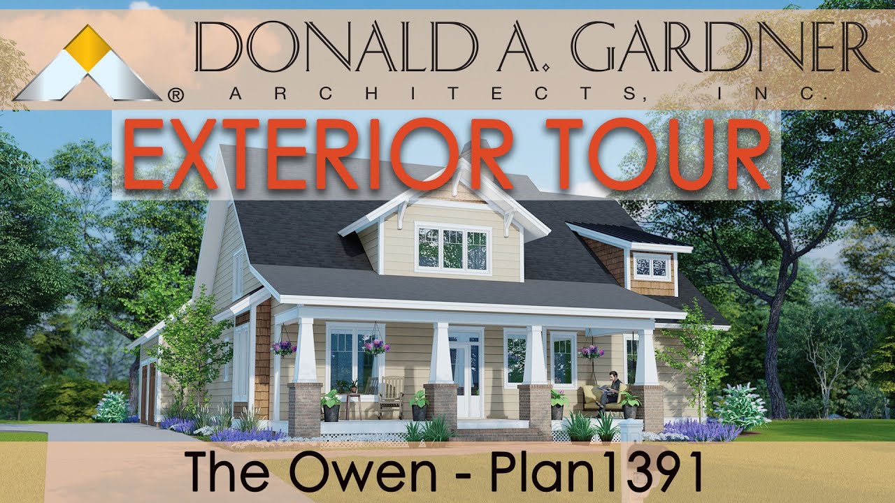 Rustic bungalow house plan with a two-story floor plan and four ...