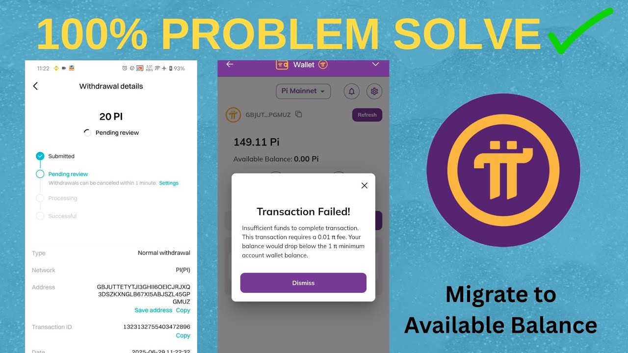 Pi Network Transaction Failed Migrate to Available Balance step by step ...