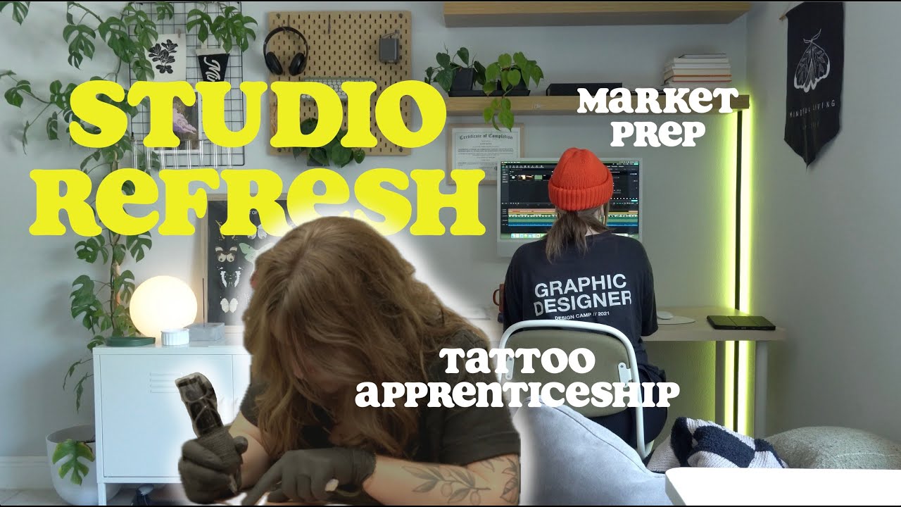 artist vlog 🌿 studio refresh, market prep, tattoo apprenticeship - YouTube
