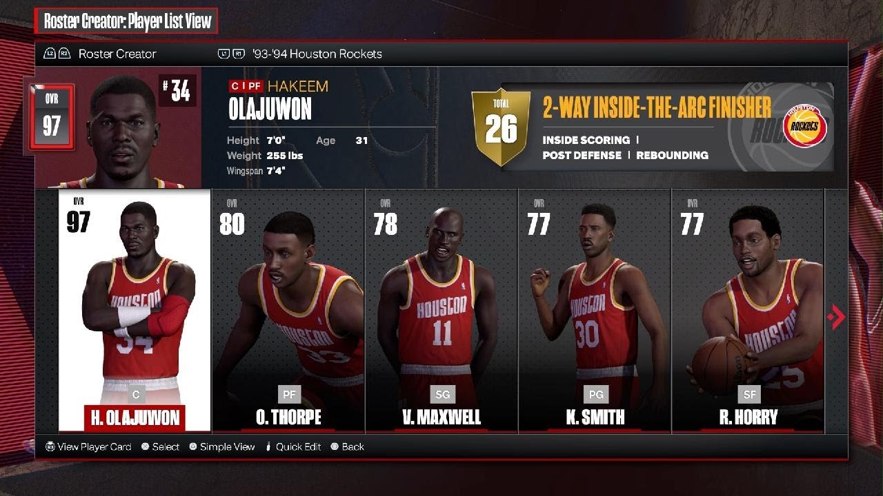 NBA 2K24: Houston Rockets 1993-94 classic team (PS5) - YouTube