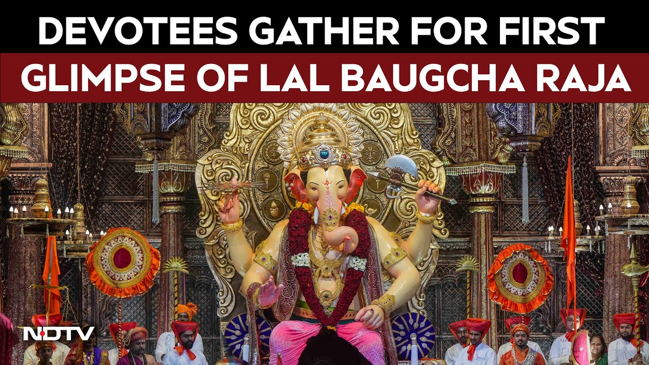 Ganpati Bappa | Devotees Gather for First Glimpse of Lal Baugcha Raja ...