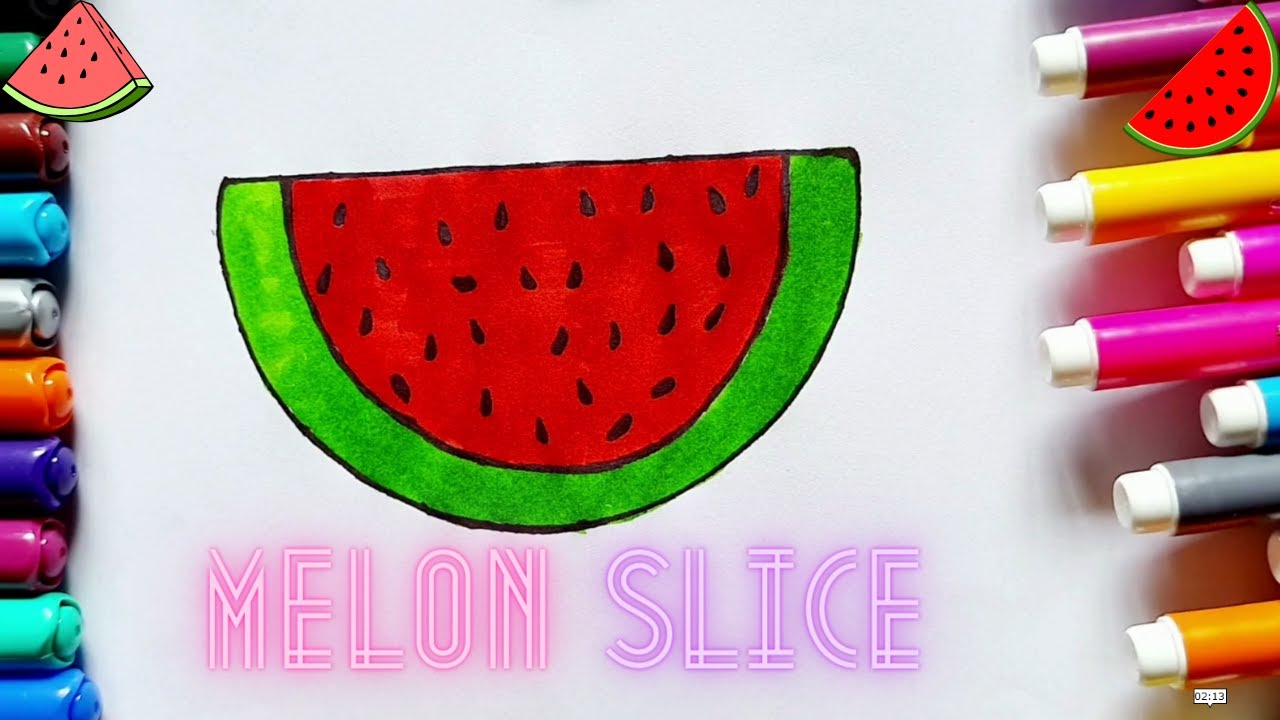 How To Draw A Lovely Cute Melon Slice | Easy Drawings Step By Step ...