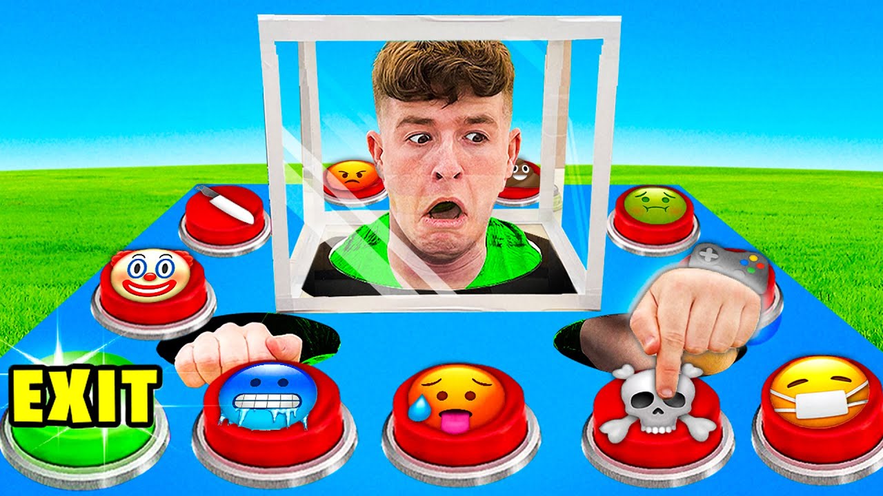 100 Mystery Buttons.. Only 1 Will Let your Head ESCAPE this box! - YouTube