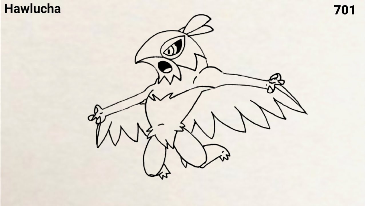 How to draw Hawlucha From Pokémon | Pokemon Drawing 701 - YouTube