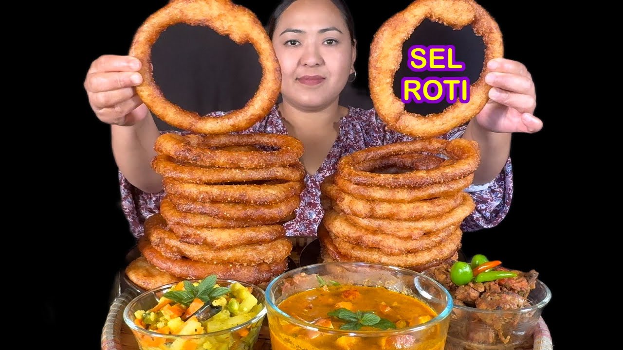 NEPALI TRADITIONAL FOOD SEL ROTI || PANNER MATER ||CHICKEN CURRY ...