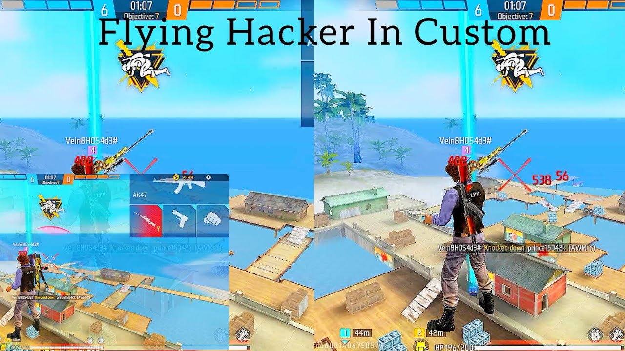 HACKER IN CUSTOM ROOM || 1 VS 4 || FLYING HACKER #viral #freefire # ...