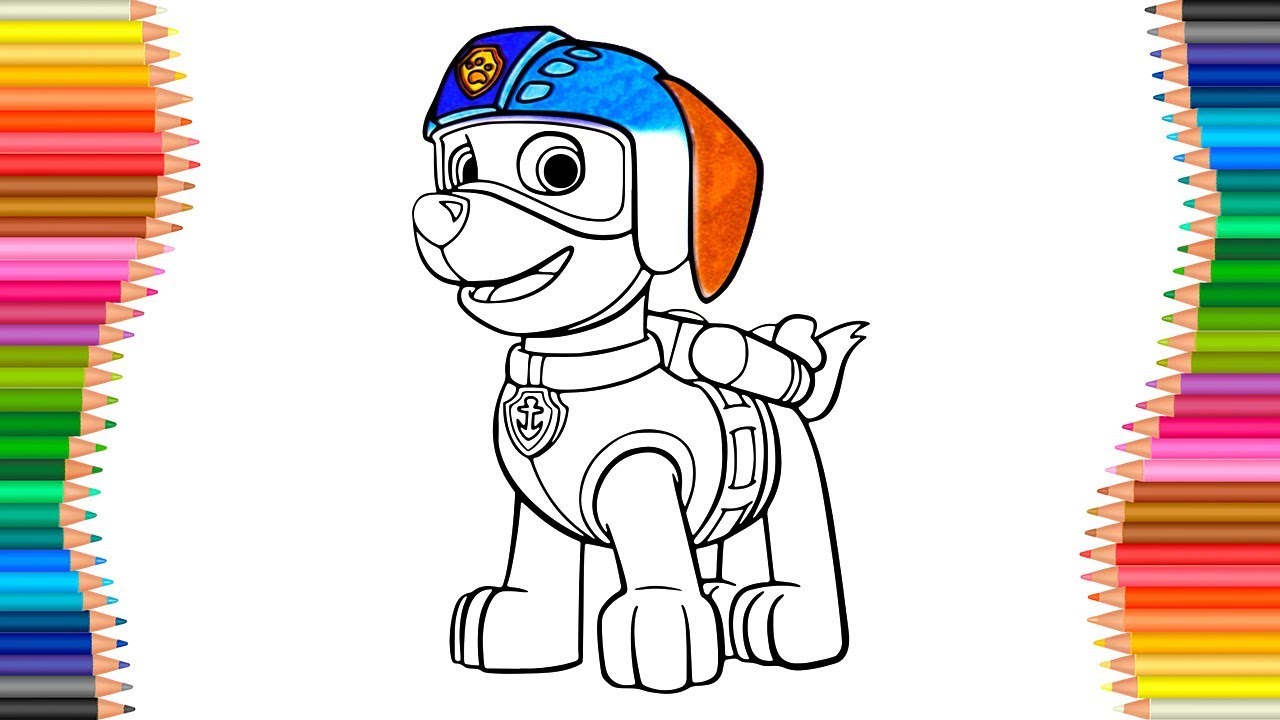 How to Draw Paw Patrol Zuma | Paw Pups Coloring Book - YouTube