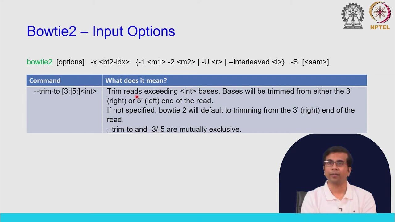 Lecture 22 : Mapping reads with Bowtie2 #swayamprabha #ch31sp - YouTube