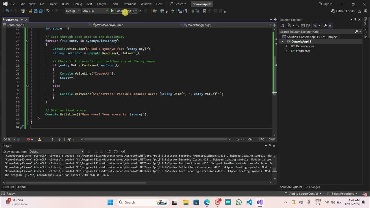 C# (Programming Language) Project 85: 'Words Synonyms Game' Created by Trishanth Kumar - YouTube