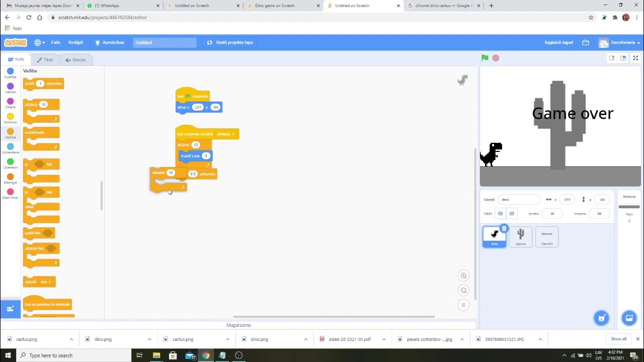 Dino spēles veidošana ar Scratch - YouTube