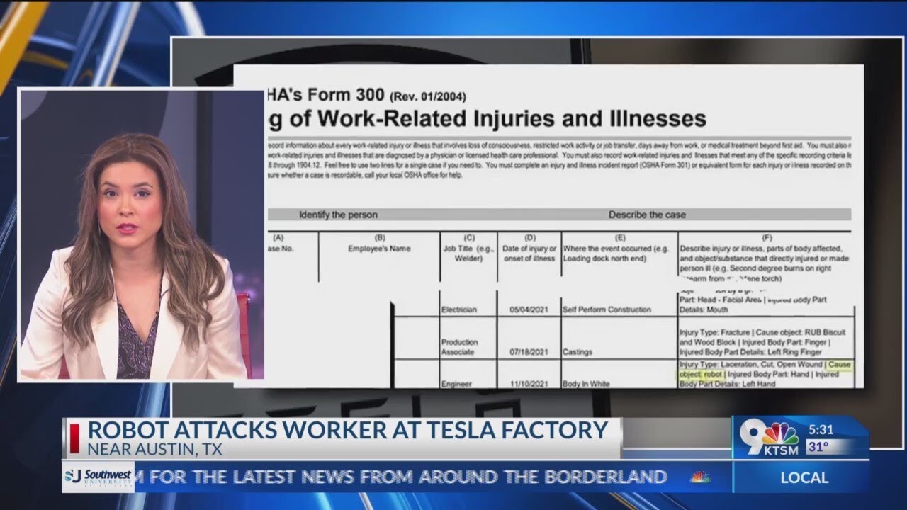 Robot attacks workers at Tesla - YouTube