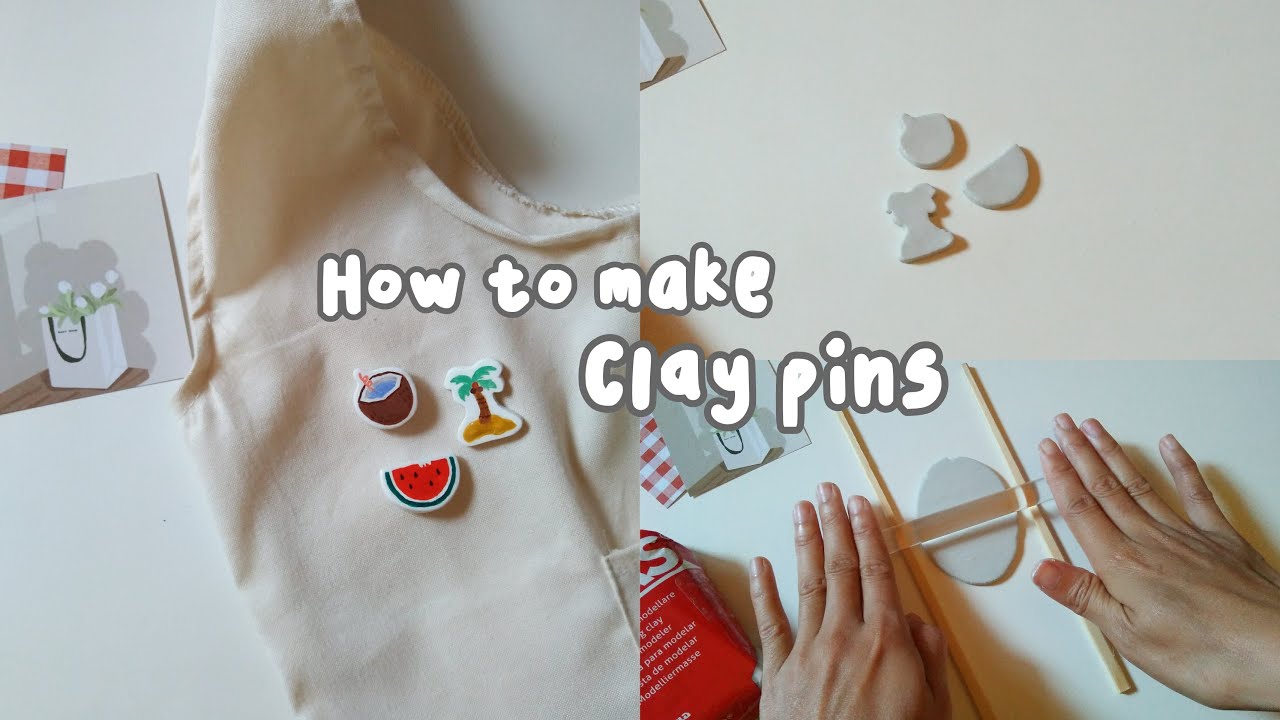 How I make clay pins with air dry clay | SUMMER VIBES | Clay with me 03 ...
