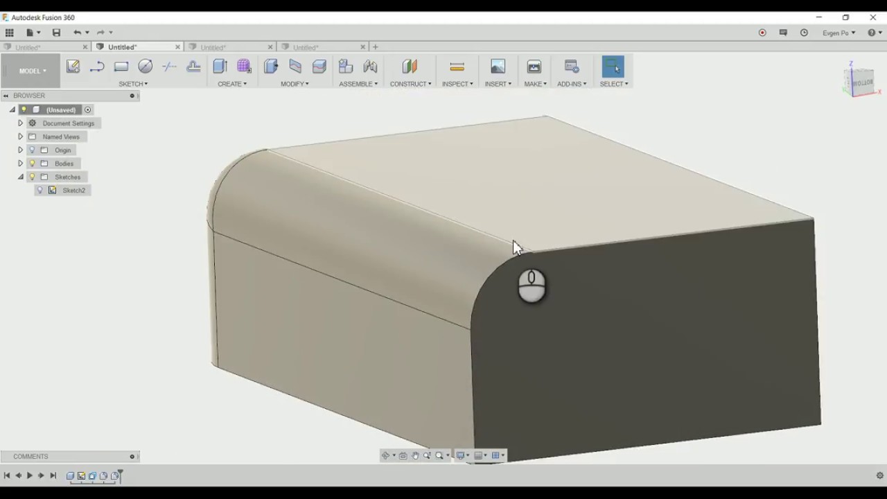 Fusion 360 - Fillet - Операция создания скругления - YouTube