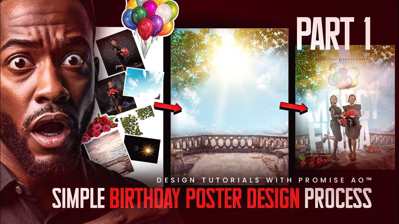 Simple Birthday Poster Design PART 1 - Background Manipulation on ...