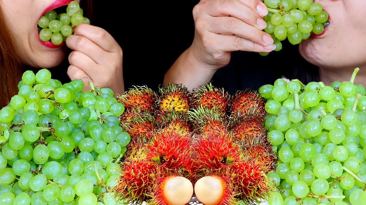 FIRST TIME TRYING RAMBUTAN FRUIT + MINI GREEN RAISIN GRAPES *JUICY ...